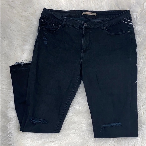 Highway Jeans | Jeans | Highway Plus Size Black Knee Slit Raw Hem Jeans ...